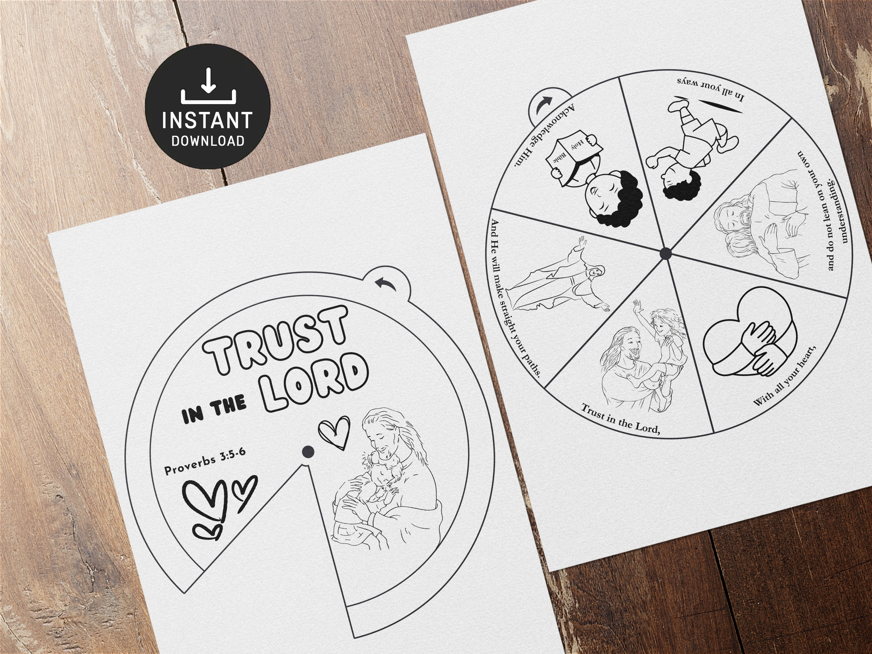 Trust in the Lord Coloring Wheel, Printable Bible Verse Activity, Kids ...