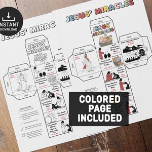 Jesus Miracles Coloring Cube, Printable Bible Verse Activity, Kids ...