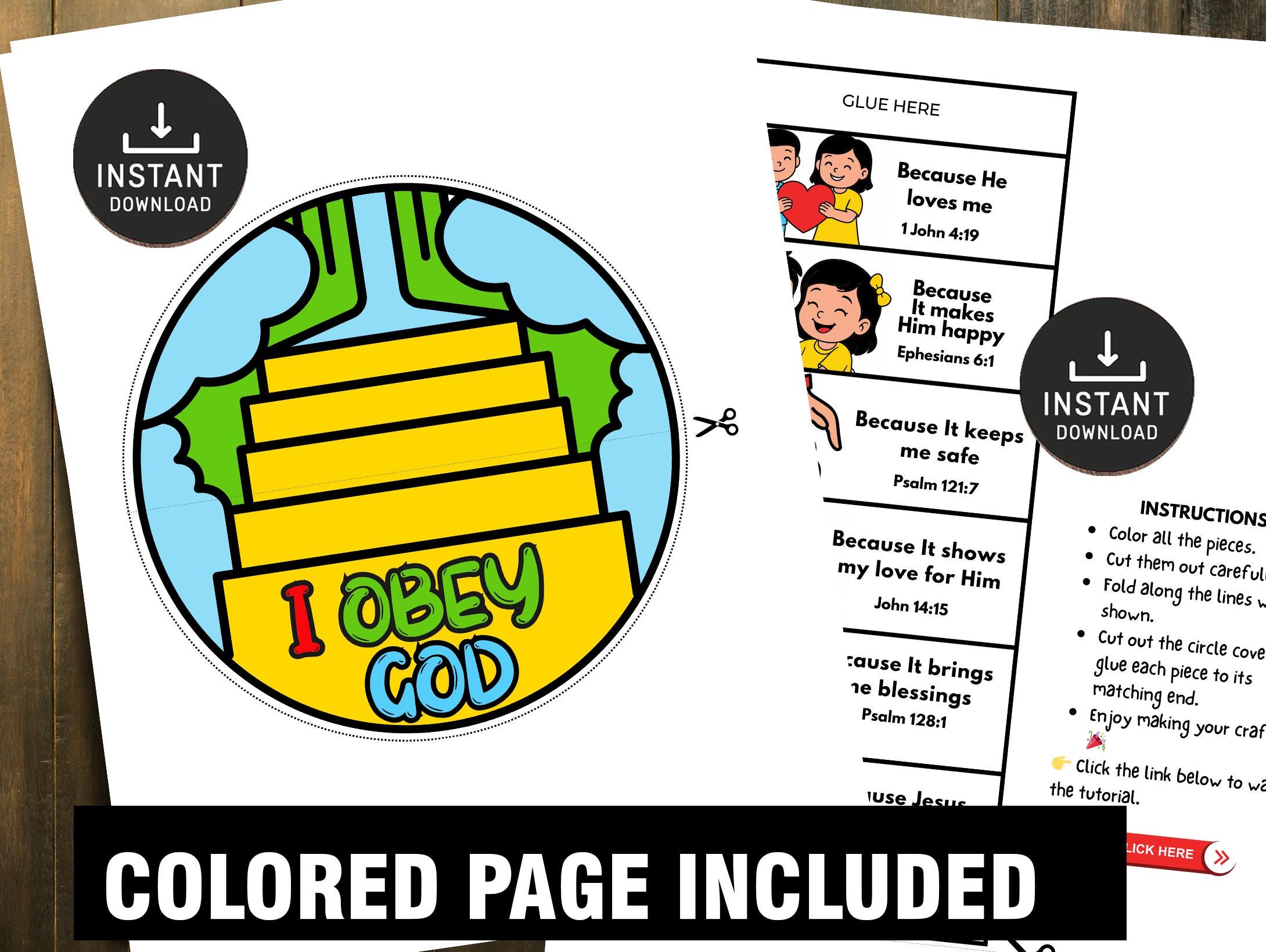 I Choose Obey God Craft, Folding Surprise Bible Craft, Sunday School ...