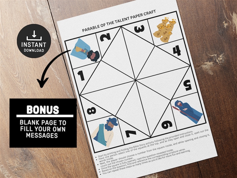 Parable of the Talents, Bible Story Activity, Sunday School Craft ...