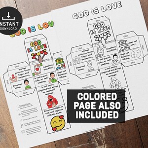 God is Love Coloring Cube, Printable Bible Activity, Watercolor, Kids ...