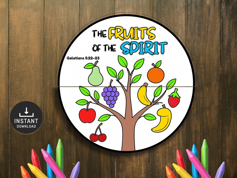 Fruits of the Spirit Bible Craft, Sunday School Activity (digital ...