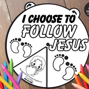 I Choose to Follow Jesus Coloring Wheel, Printable Bible Activity, Kids ...
