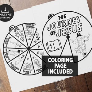 The Journey of Jesus Coloring Wheel, Printable Bible Activity, Kids ...