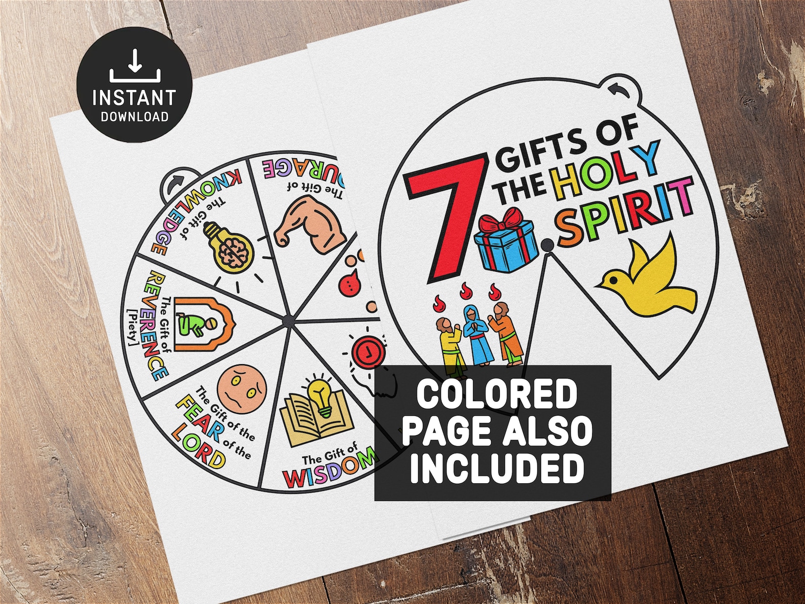 Gifts of the Holy Spirit Coloring Wheel, Bible Lesson, Sunday School ...