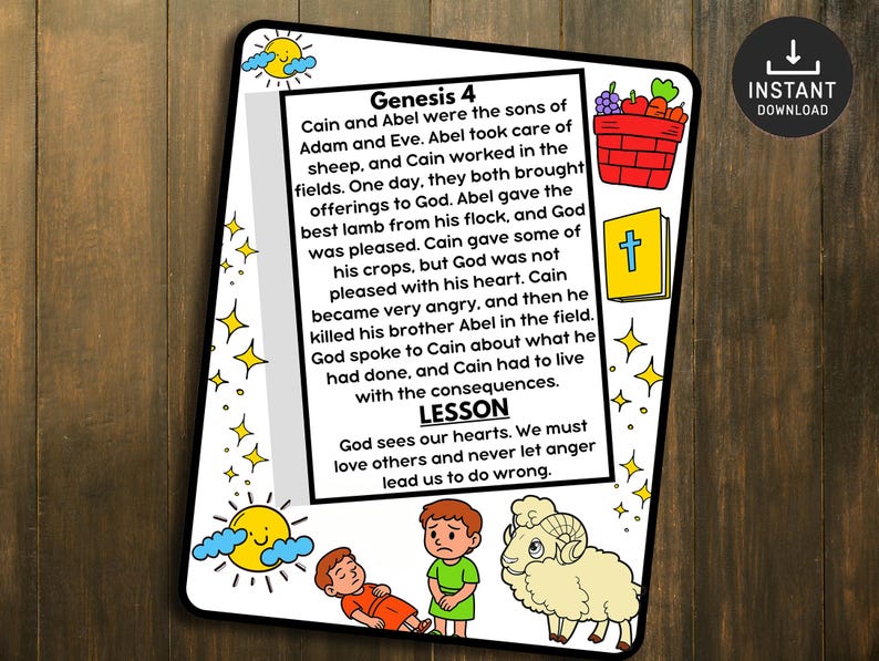 Cain and Abel Mini Book: Bible Story Craft (digital Download) - Etsy