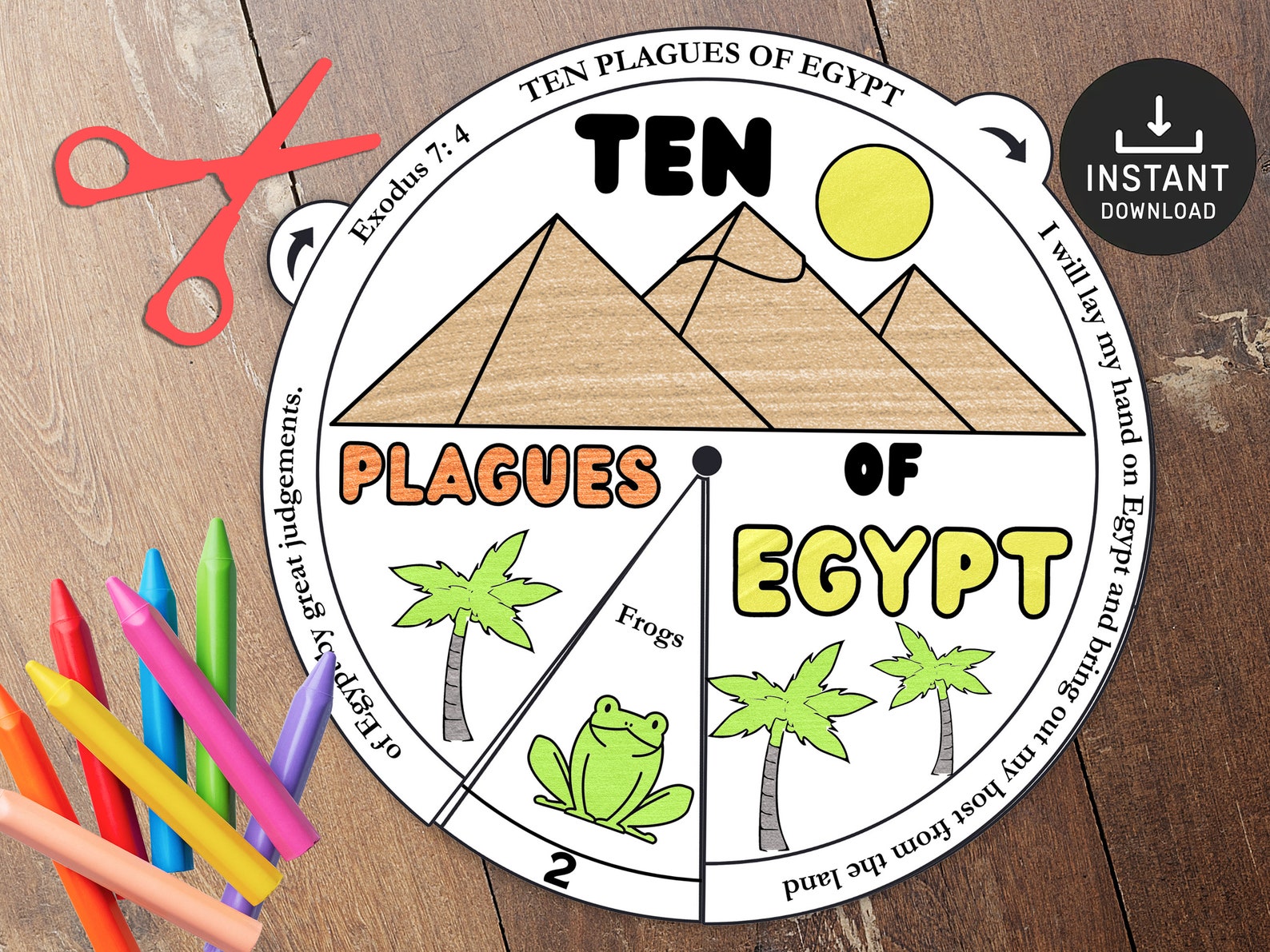 Ten Plagues of Egypt, Coloring Wheel, Bible Activity, Kids Passover ...