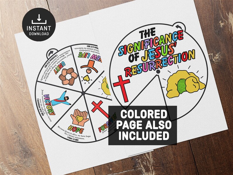 Jesus Resurrection Coloring Wheel, Easter Bible Lesson, Sunday School ...