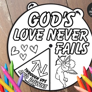 God is Love Coloring Wheel, Printable Bible Activity, Watercolor, Kids ...