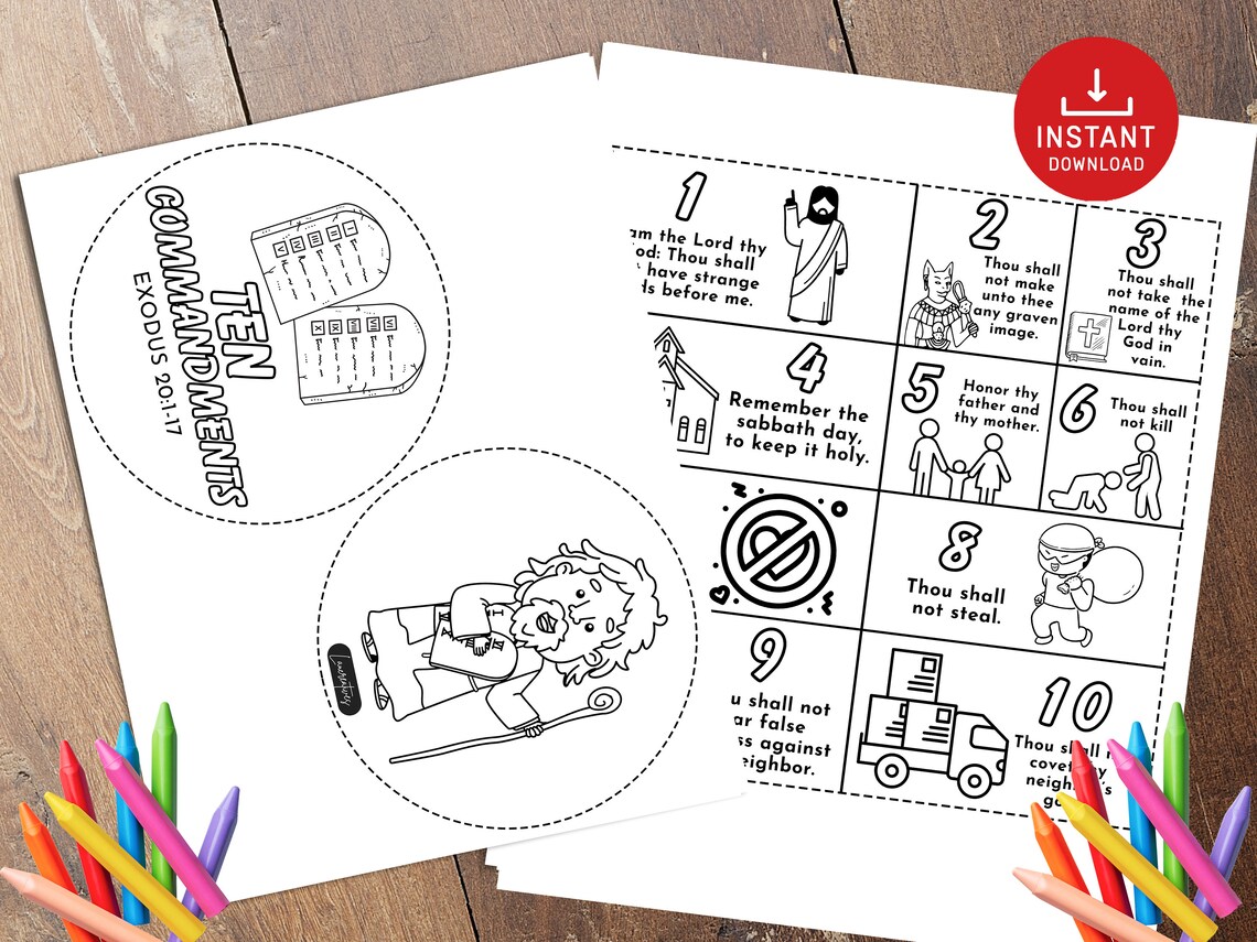 Ten Commandments Bible Story Activity, Sunday School Craft, Printable ...