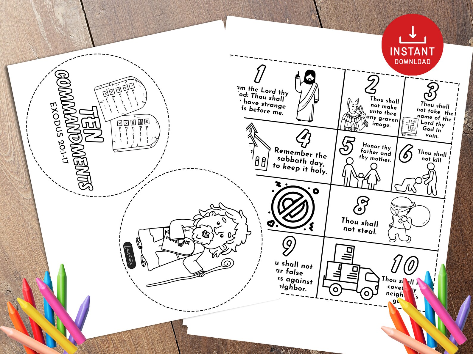 Ten Commandments Bible Story Activity, Sunday School Craft, Printable ...