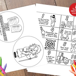 Ten Commandments Bible Story Activity, Sunday School Craft, Printable ...