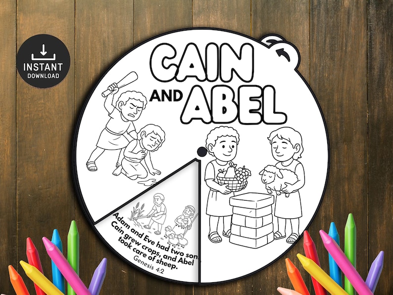 Cain and Abel Coloring Wheel, Bible Lesson Kids, Bible Lesson, Memory ...