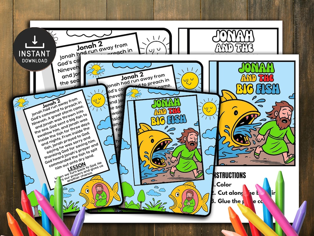 Jonah and the Whale Bible Story Craft, Kids Bible Lesson, Sunday School ...