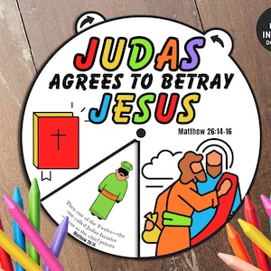Judas Betrays Jesus Coloring Wheel Easter Bible Story Lesson Wheel ...