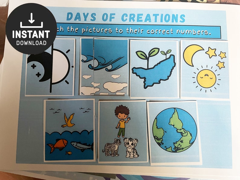 Days of Creation Busy Book, Bible Activity, Bible Lesson, Memory Game ...