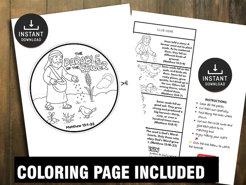 The Parable of the Sower Folding Surprise Bible Story Craft, Kids Bible ...
