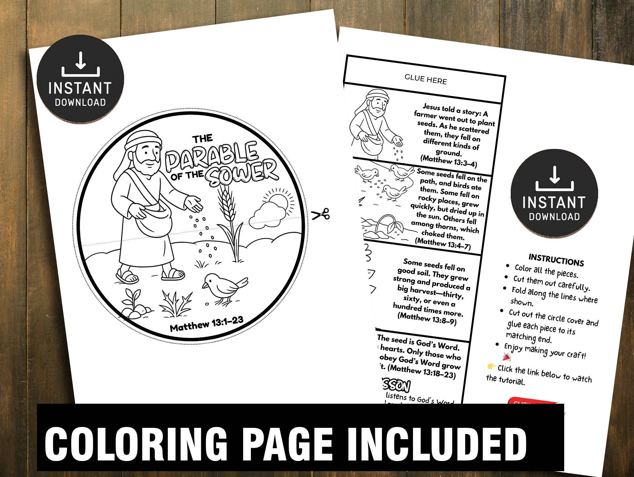 The Parable of the Sower Folding Surprise Bible Story Craft, Kids Bible ...