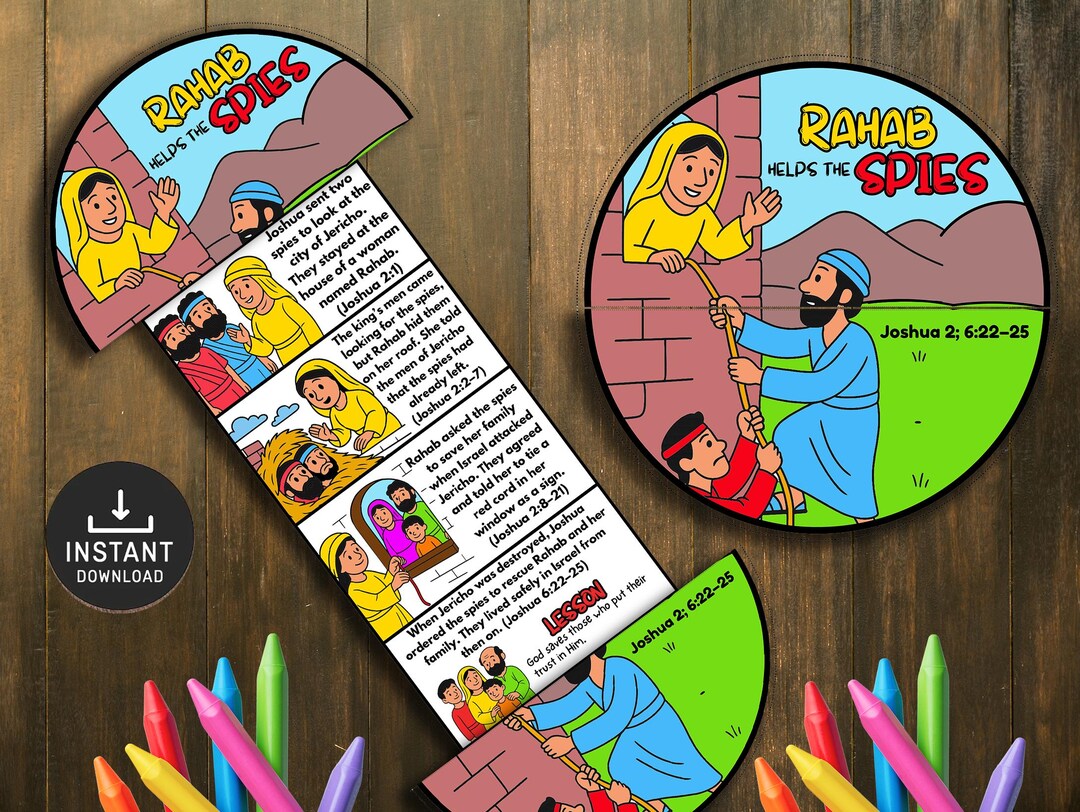 Rahab and the Spies Folding Surprise Bible Story Craft, Bible Lesson ...