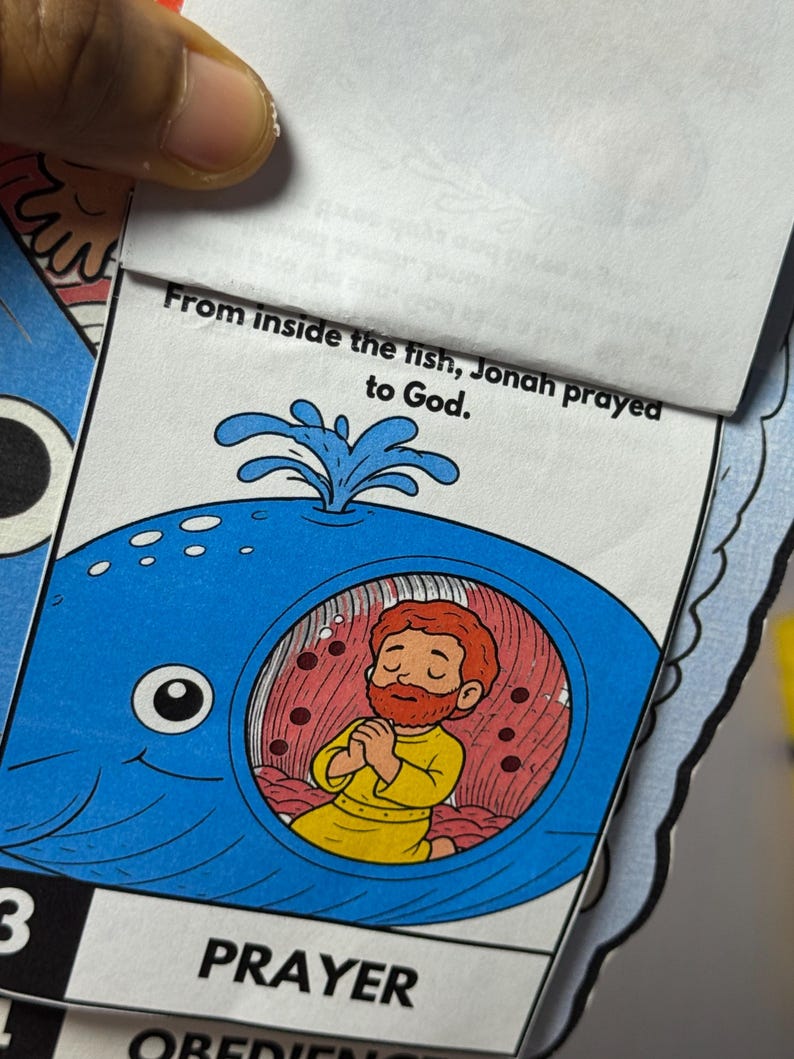 Jonah and the Whale Flipbook Bible Craft for Kids, Memory Game, Sunday ...