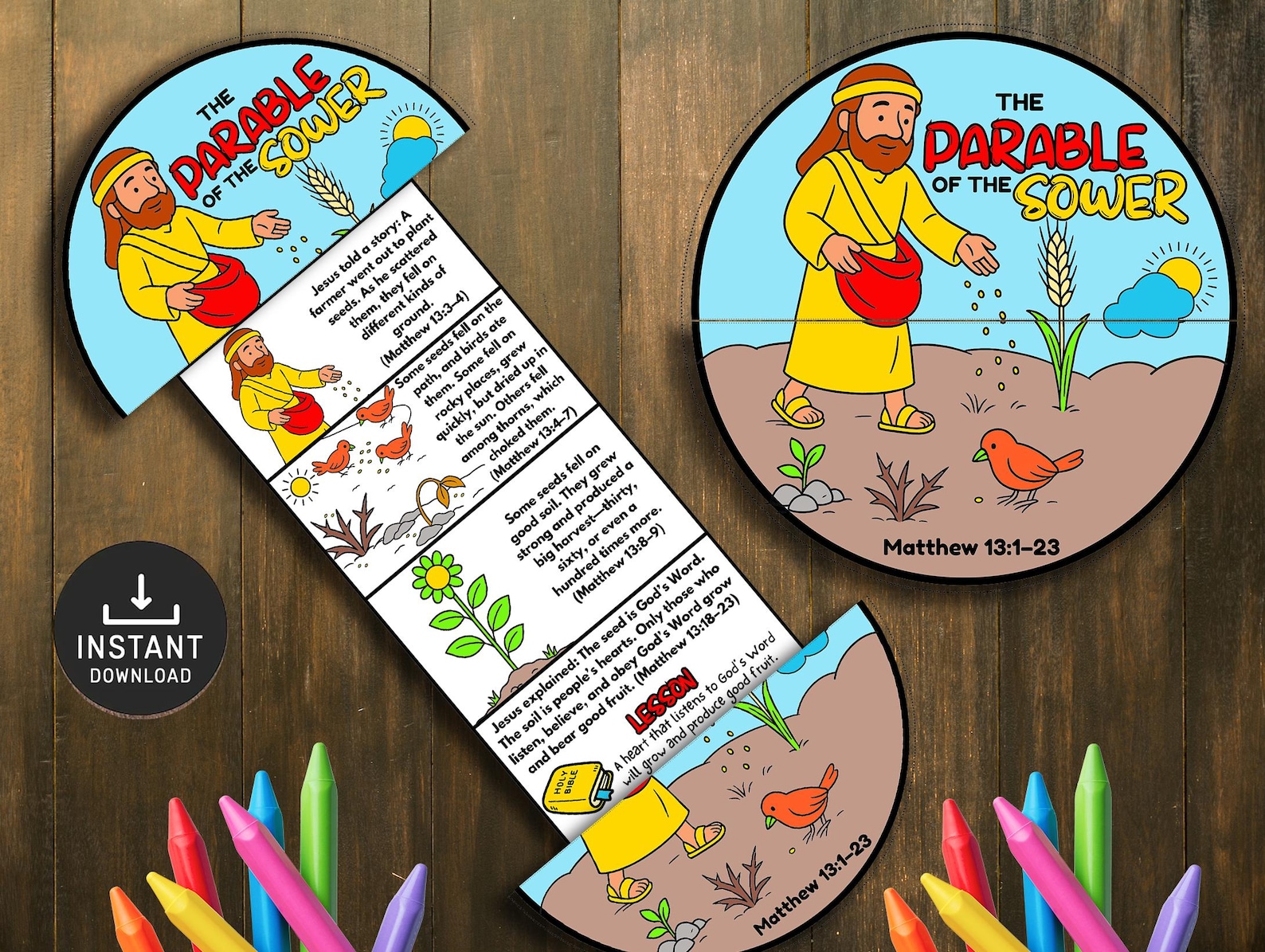 The Parable of the Sower Folding Surprise Bible Story Craft, Kids Bible ...