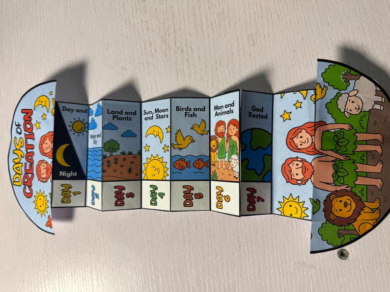 Days of Creation Folding Surprise Bible Story Craft, Bible Story ...
