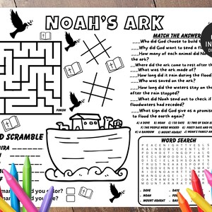 Noah's Ark Activity Placemat, Bible Activity, Sunday School, Bible ...