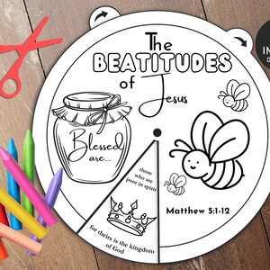 Beatitudes Coloring Wheel Printable Bible Verse Activity - Etsy