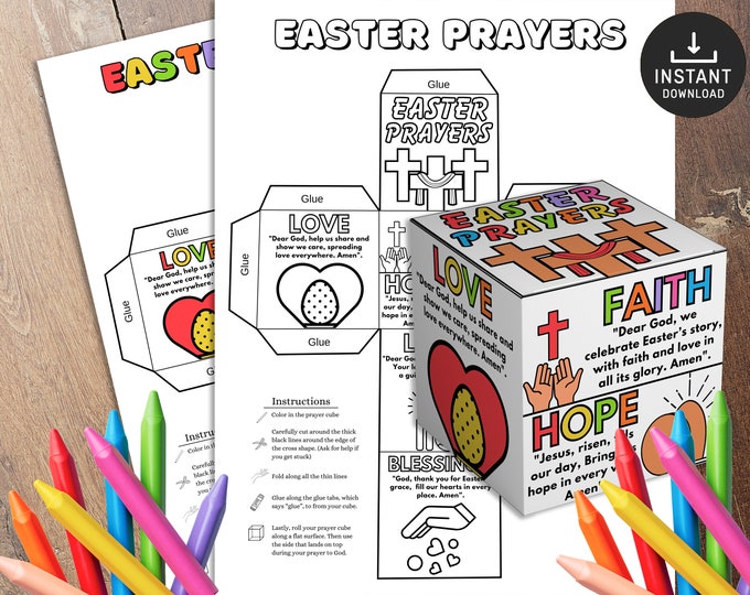 Easter Story Coloring Cube, Printable Bible Verse Activity, Easter ...