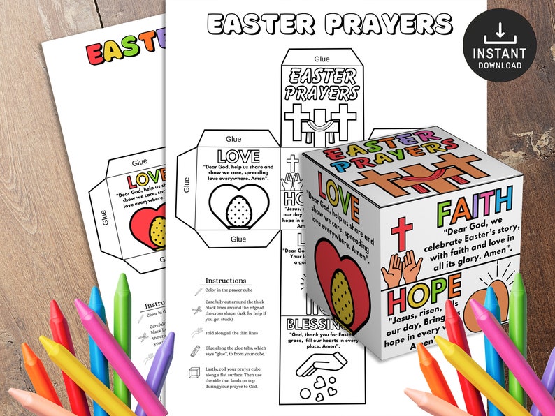 Easter Prayers Coloring Cube, Easter Bible Story Sunday School Craft ...