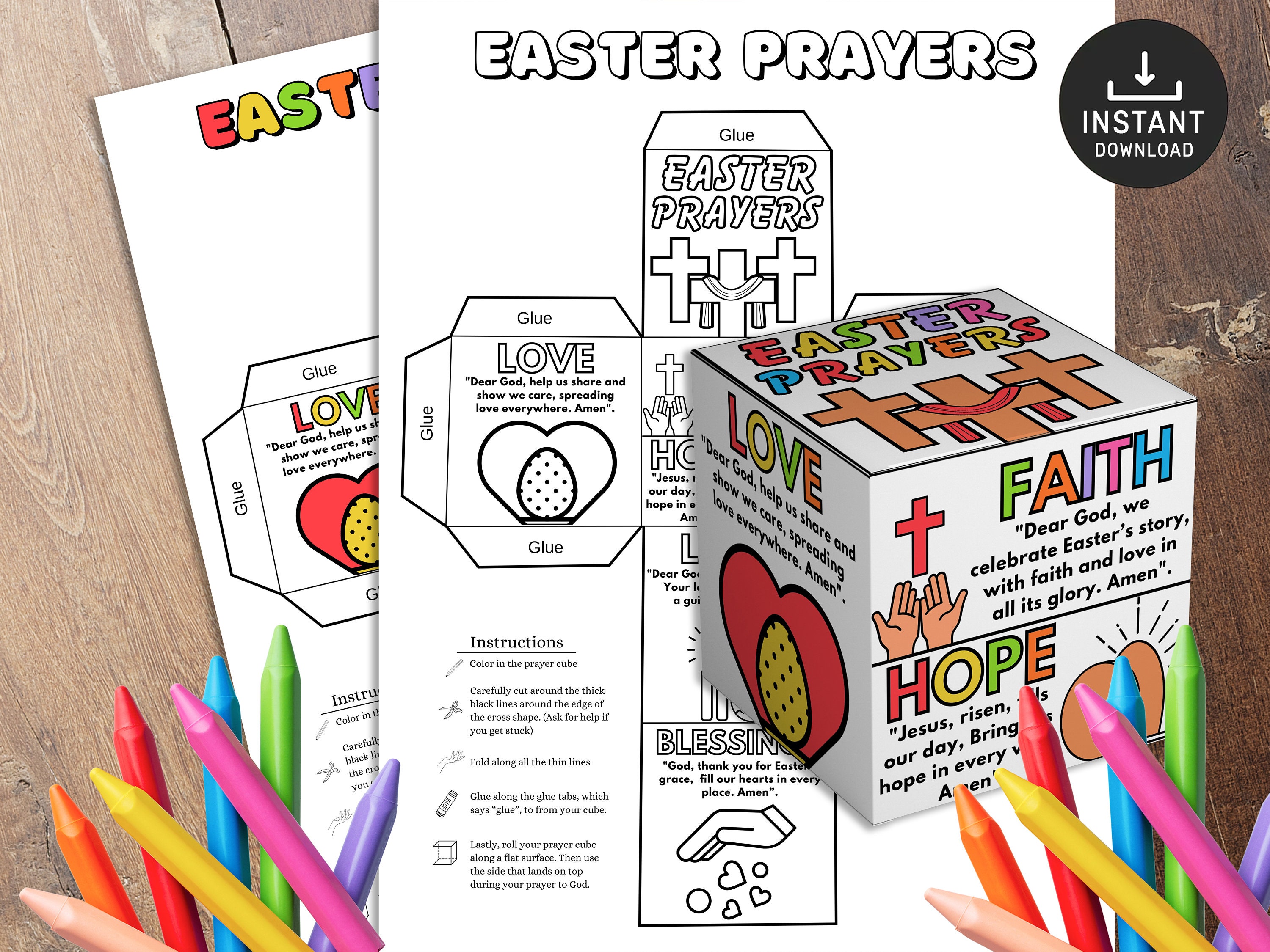 Easter Prayers Coloring Cube, Easter Bible Story Sunday School Craft ...