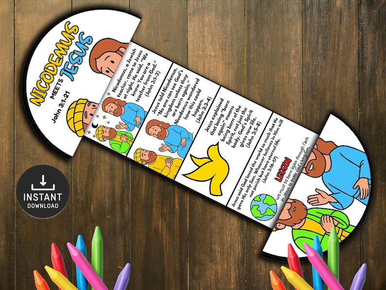 Nicodemus Meets Jesus Folding Surprise Bible Story Craft, Kids Bible ...