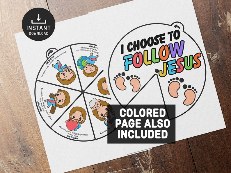 I Choose to Follow Jesus Coloring Wheel, Printable Bible Activity, Kids ...