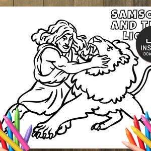 Samson and the Lion Activity Placemat, Bible Activity, Sunday School ...