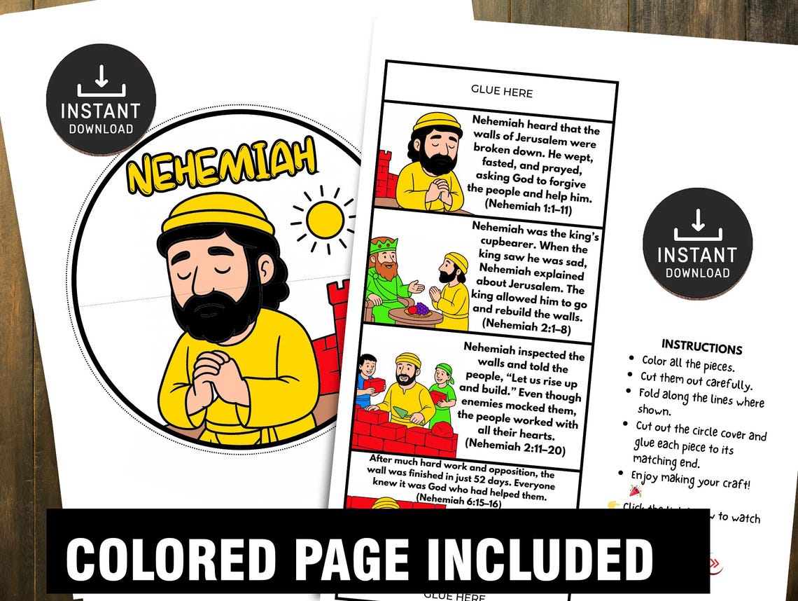 Nehemiah Bible Story Craft, Sunday School Lesson (digital Download) - Etsy