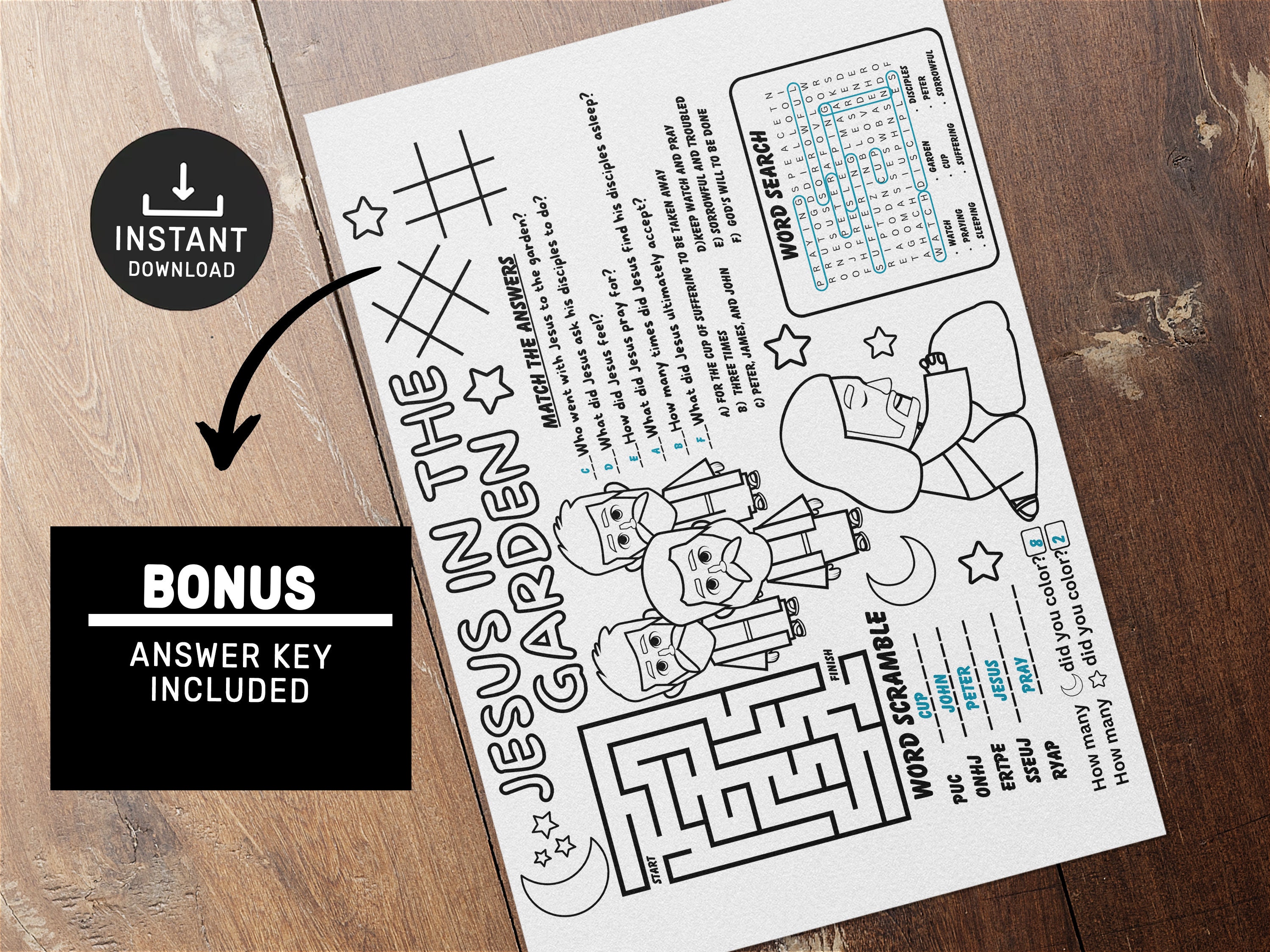 Jesus in the Garden of Gethsemane Activity Placemat, Easter Holy Week ...