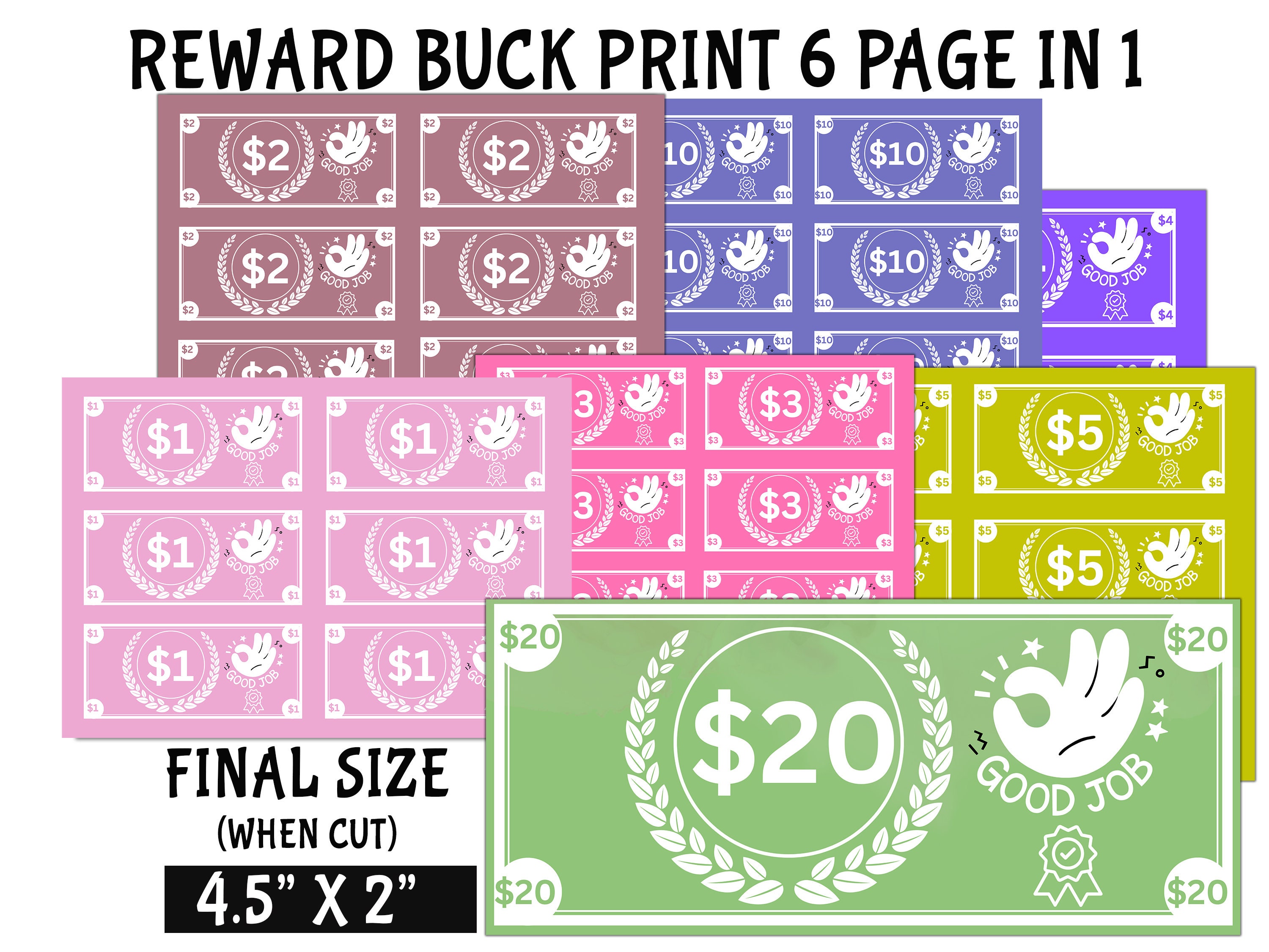 Kids Reward Bucks Printable Kids Reward Coupons Chore Bucks - Etsy