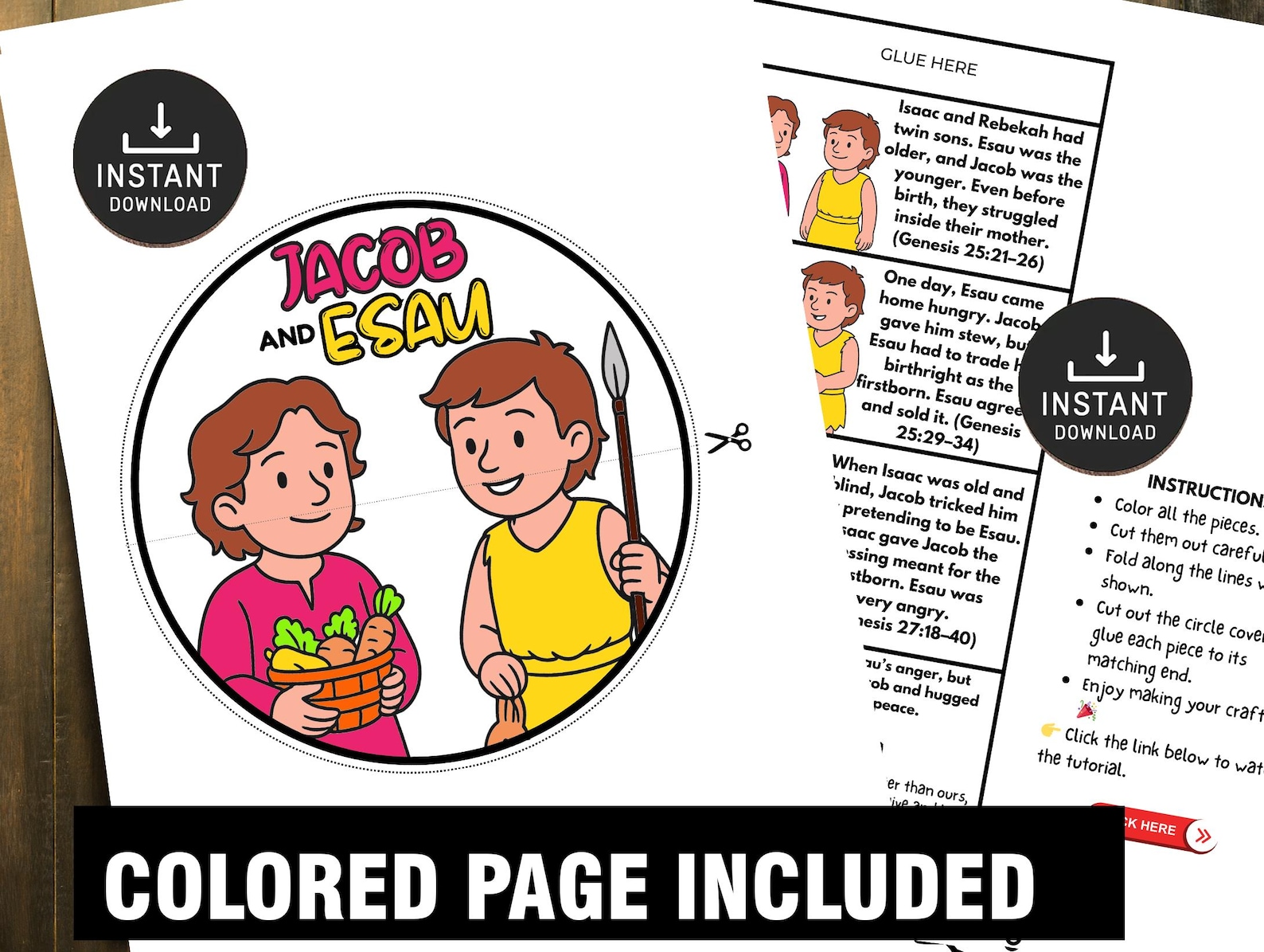 Jacob and Esau Folding Surprise Bible Story Craft, Kids Bible Lesson ...