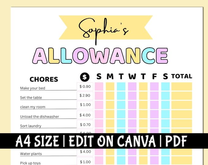 Kid's Chore Chart Template Canva, Chore Calendar Printable, House ...