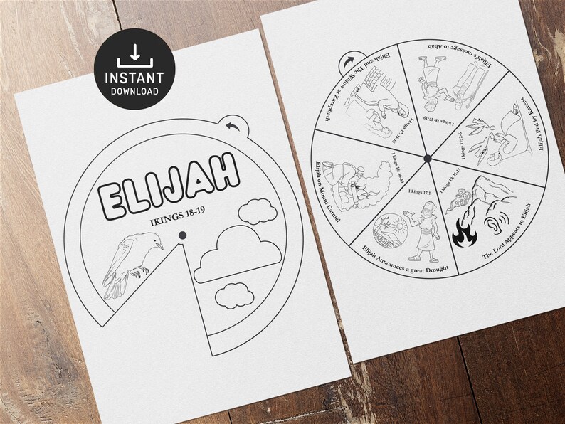 Elijah Coloring Wheel, Printable Bible Verse Activity, Watercolor, Kids ...