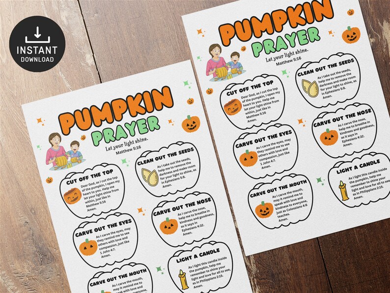 Pumpkin Prayer for Halloween Christian Handout, Halloween Activity ...