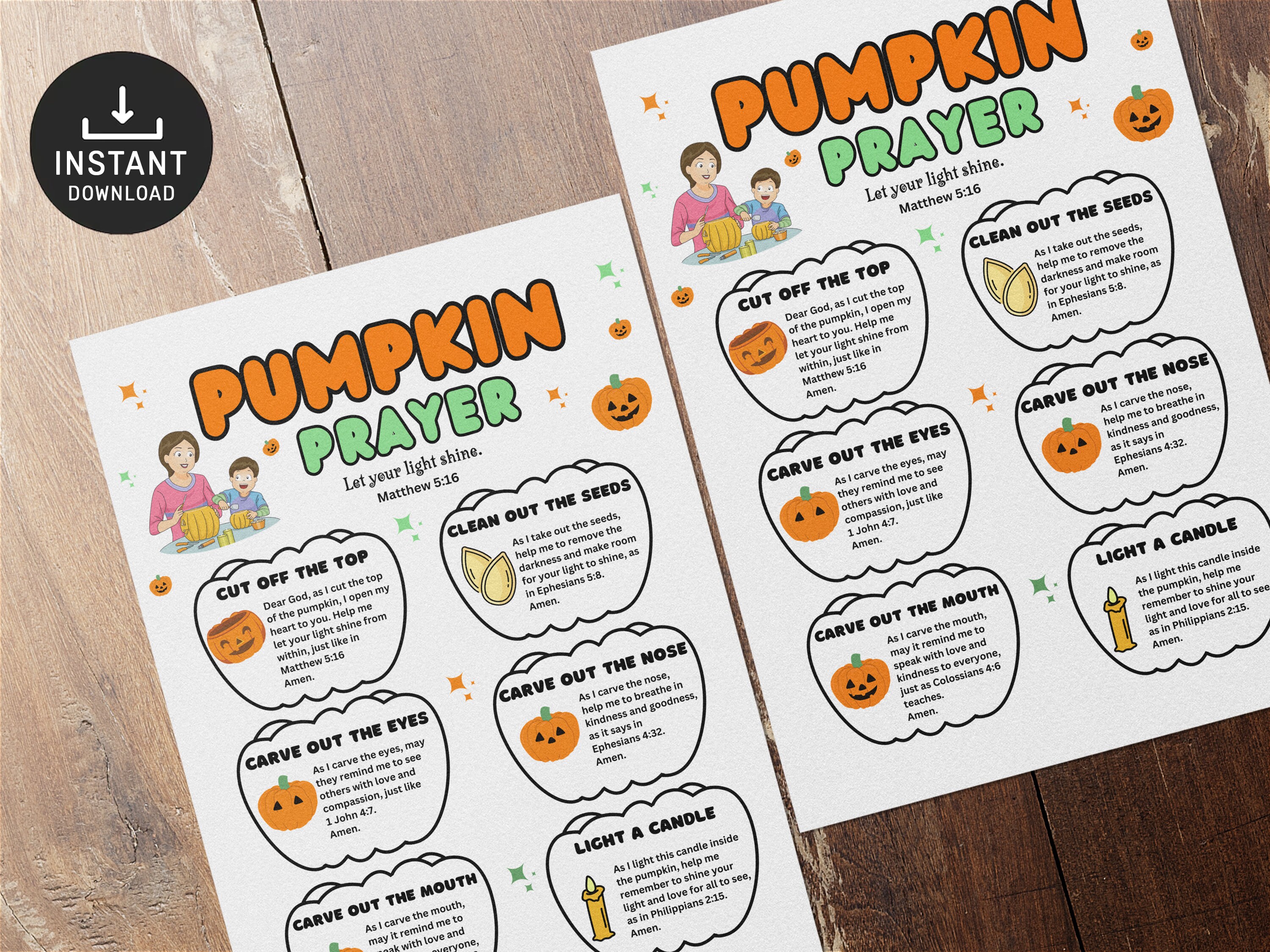 Pumpkin Prayer for Halloween Christian Handout, Halloween Activity ...