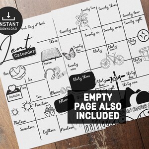 40 Days Lenten Calendar, Lent Printable, Lenten Calendar, Catholic Lent ...