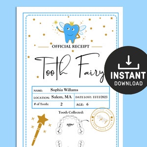 Editable Tooth Fairy Receipt Printable Certificate | First Tooth Lost ...