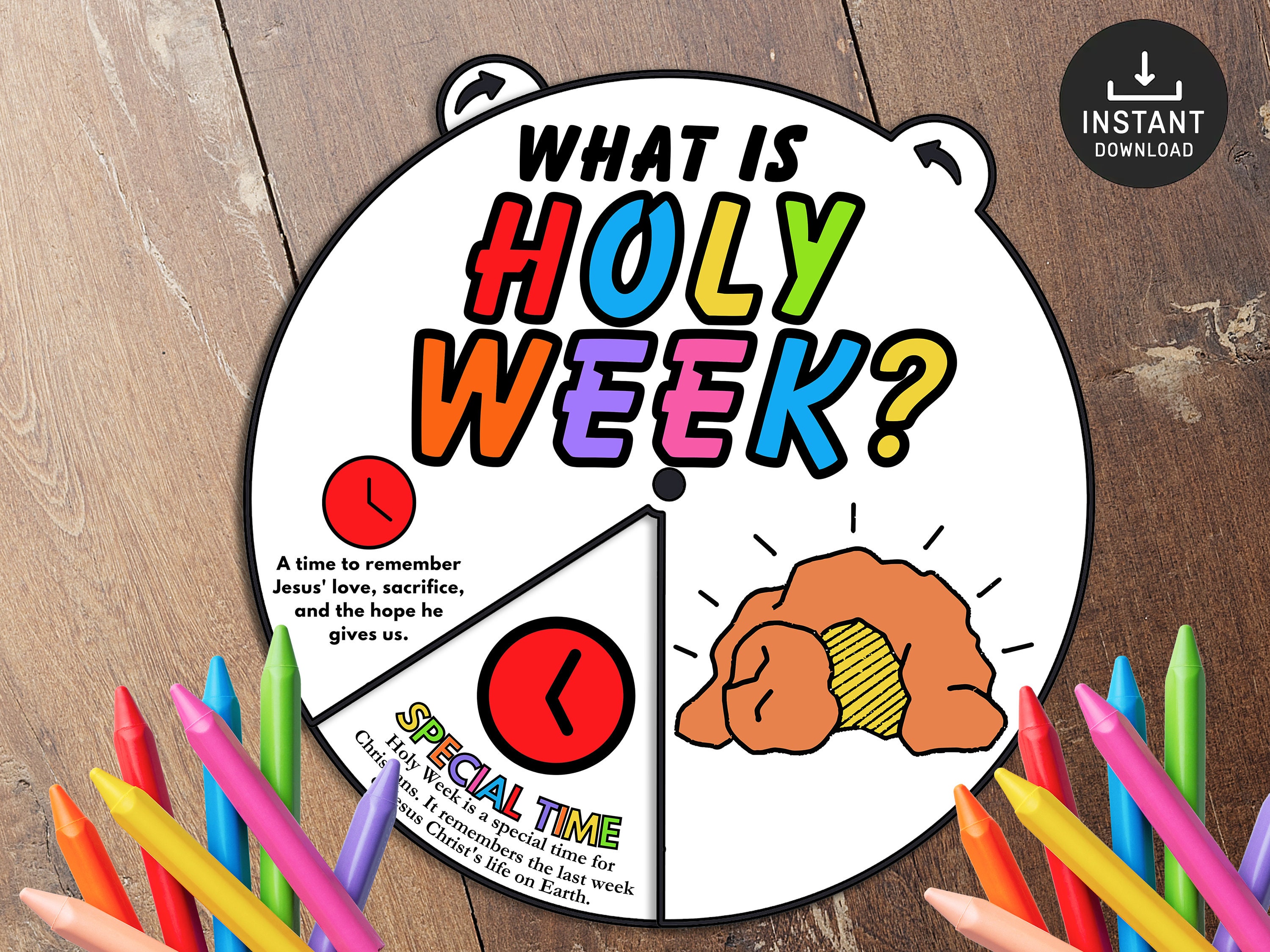 Easter Story Coloring Wheel, Easter Bible Story Sunday School Craft ...
