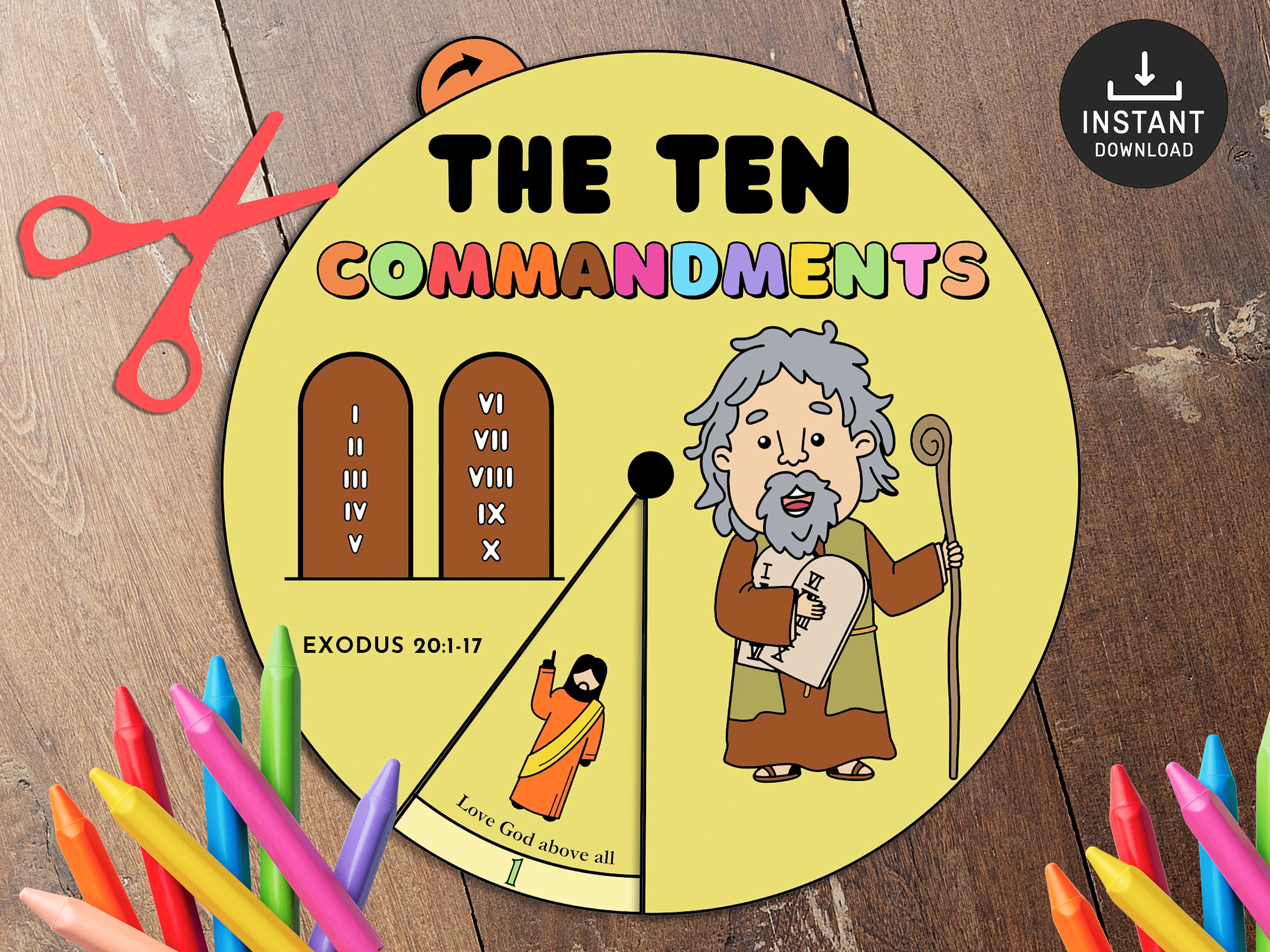Ten Commandments Coloring Wheel Bible Activity Kids Bible - Etsy Australia