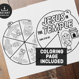 Jesus in the Temple Coloring Wheel, Luke 2, Bible Story, Kids Bible ...