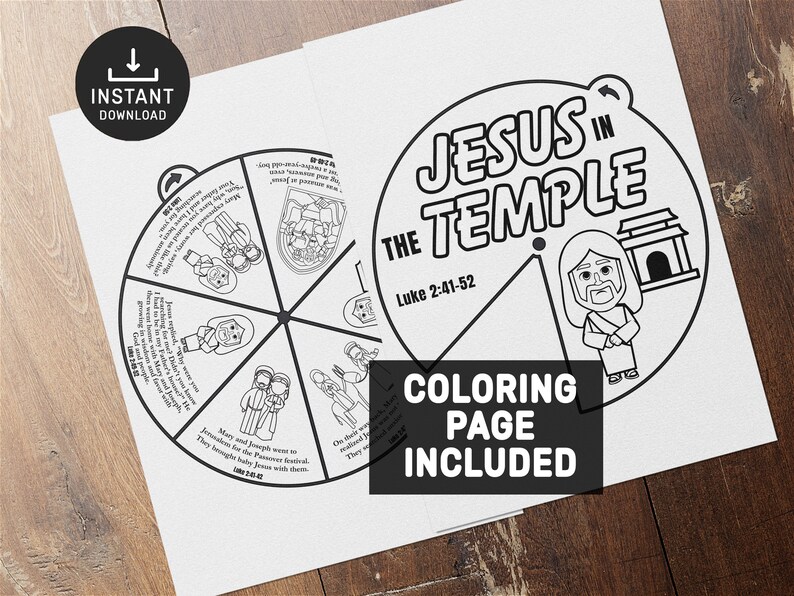 Jesus in the Temple Coloring Wheel, Luke 2, Bible Story, Kids Bible ...