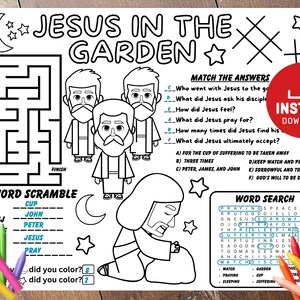Jesus in the Garden of Gethsemane Activity Placemat, Easter Holy Week ...