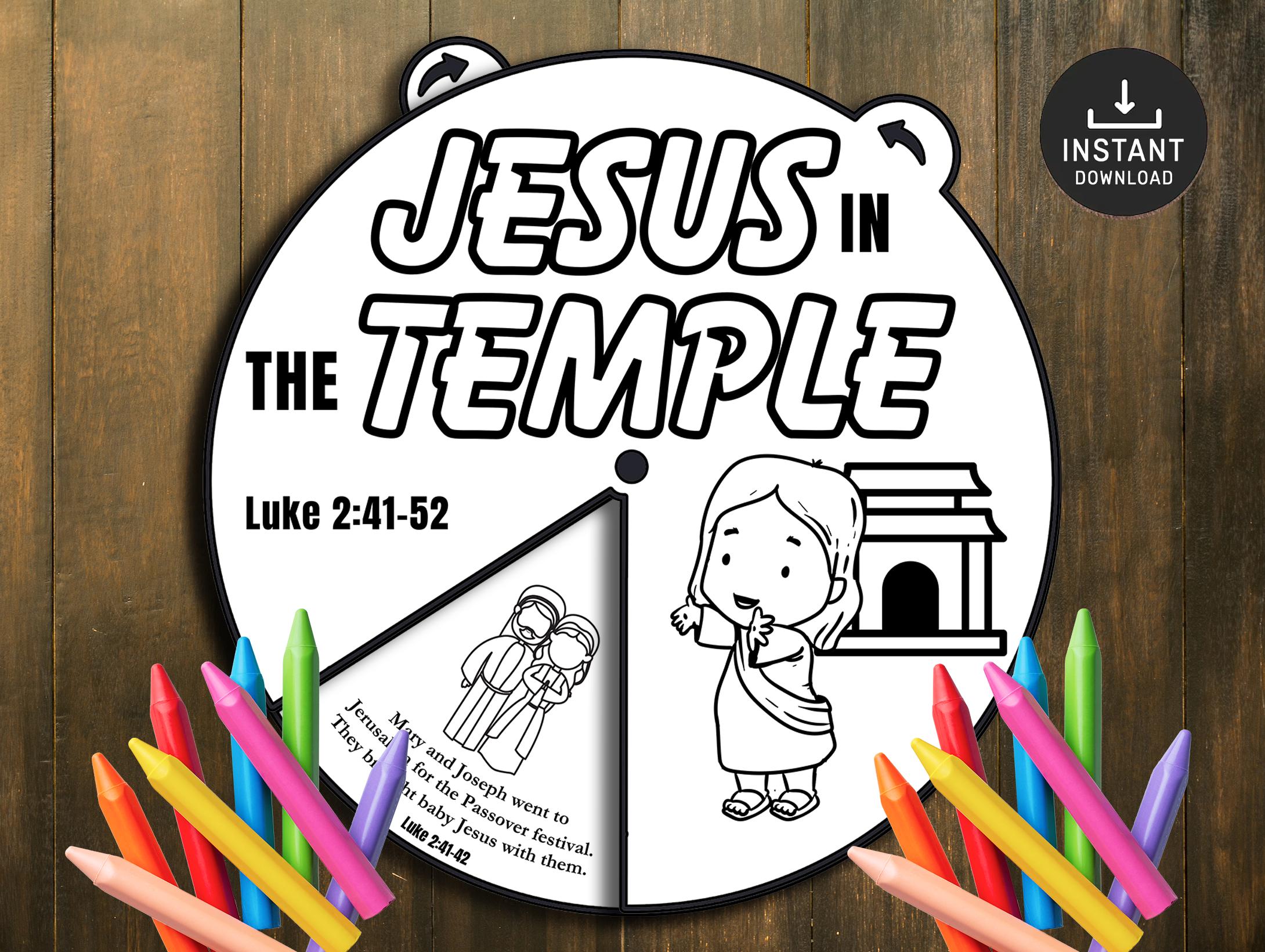 Jesus in the Temple Coloring Wheel, Luke 2, Bible Story, Kids Bible ...